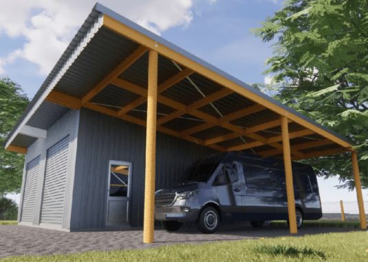 3 Bay Farm Shed With 2 Doors - Efficient Equipment Access - Woodmart